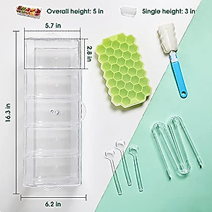 BELIBUY Condiment Server, Ice Chilled 5 Compartment Server CadCondiment Server,Condiment Containers with Lids, 5 Compartment Ice Chilled Caddy Clear Condiment Caddy with Iced Cube Fruit Serving Trays