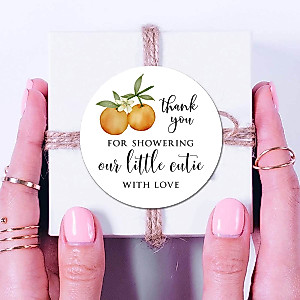 Orange Thank Showering Little Cutie Stickers, 2inch Baby Shower Party Labels 40-pack