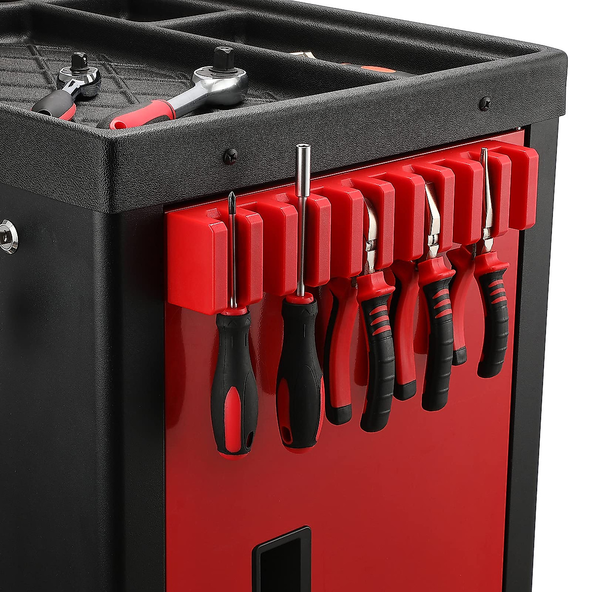 EMENTOL Red Magnetic Plier/Wrench Holder,Tool Organizer,10 Plier Organizers,Modular Screwdriver Organizers