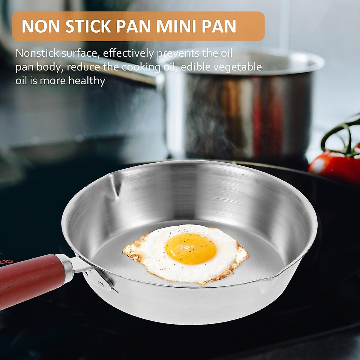 ABOOFAN Small Egg Pan Egg Frying Pan Mini Nonstick Egg Pan Mini Omelet Pan Stainless Steel Nonstick Mini Fry Pan Small Pan for Home Kitchen (24CM)
