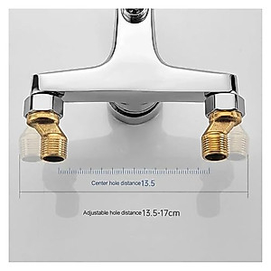 Zinc Alloy Basin Faucets Chrome Wall Mounted Hot Cold Water Dual Spout Mixer Tap for Bathroom Splitter Bath Shower Basin(Shower Base)