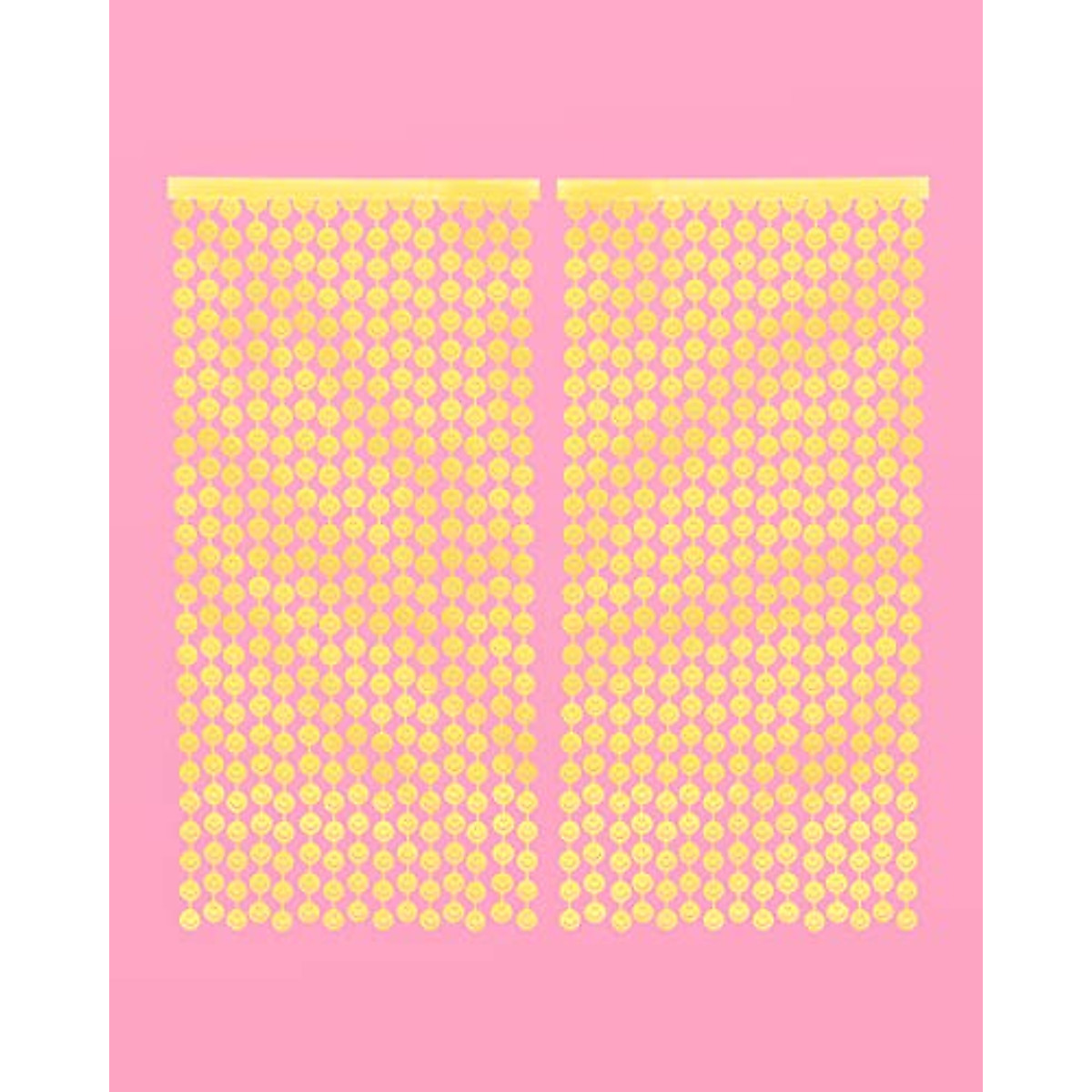xo, Fetti Smiley Foil Curtain Party Decorations - Set of 2 | Happy Pastel Birthday Party Decorations, Cute Bachelorette Party, Baby Shower, Yellow