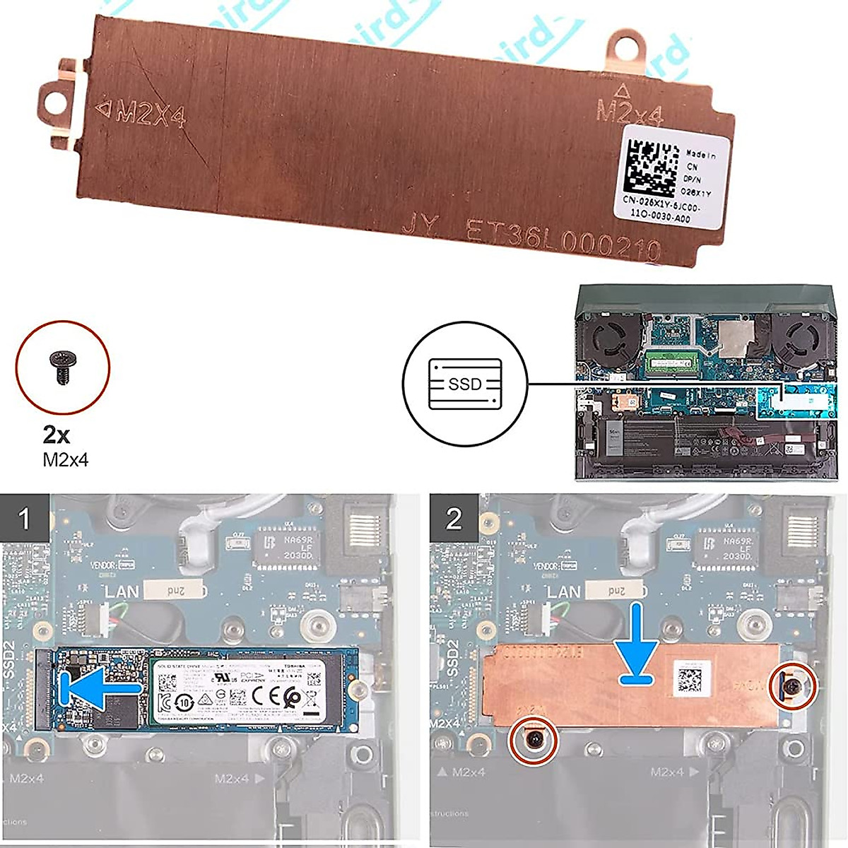 HYY 2280 M.2 SSD Heatsink Cover + Hard Drive Support Bracket Solid-State Drive Mounting Metal Replacement for Dell G15 5510 5511 5515 Alienware M15 R5 M15 R6