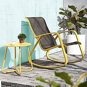 Lounge Chair, Patio Lounge Chairs Upholstered Rocking Chair, Rubber Wood Frame Rocker Chair with Detachable Cushion, PP Cotton Padded Seat for Living Room Balcony, Support 150KG Durable (Color : A) (