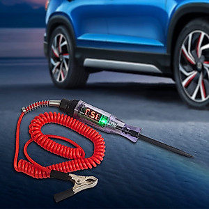 Fogfar Pack-1 Car Test Light, 3V/3V/6V/12V/24V Car Digital Display Electric Pen, Heavy Duty Light Tester with Voltmeter, Multifunction Induction Test Pen (Red)