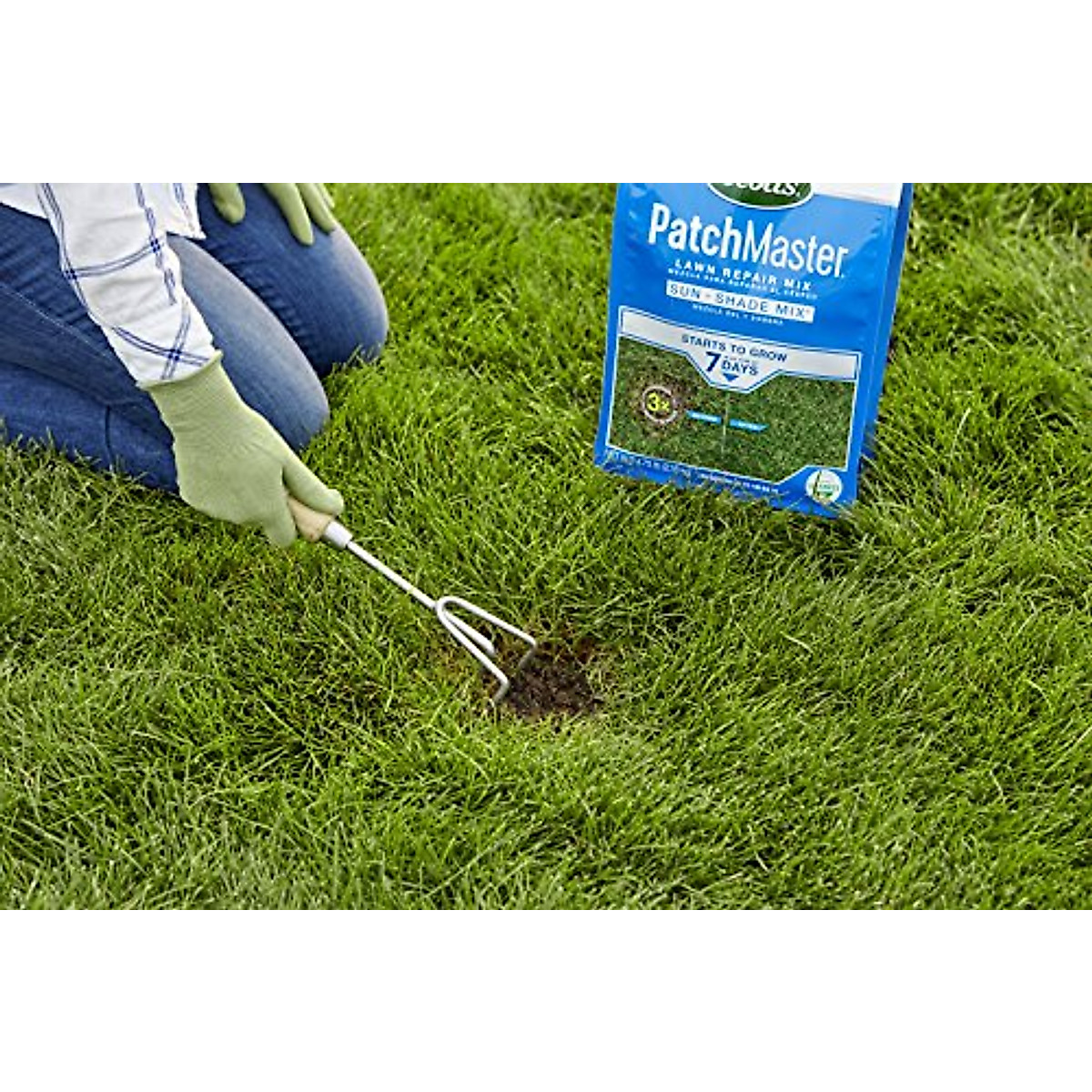Scotts PatchMaster Lawn Repair Mix Sun + Shade Mix, Combination Grass Seed, Fertilizer, and Mulch, 4.75 lbs.