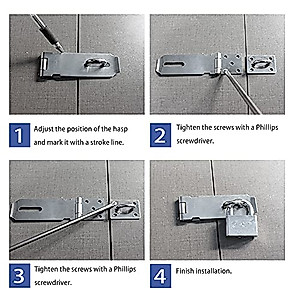 Door Locks Hasp Latch, 5 Inch Stainless Steel Safety Packlock Clasp Hasp Lock Latch, Extra Thick Gate Lock Hasp with Screws Brushed Finish 2 Pack (5inch)1