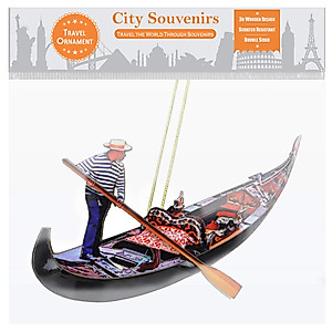 Italy Venice Gondola Christmas Ornament 5 Inches Multi-Layered Wooden Fiber