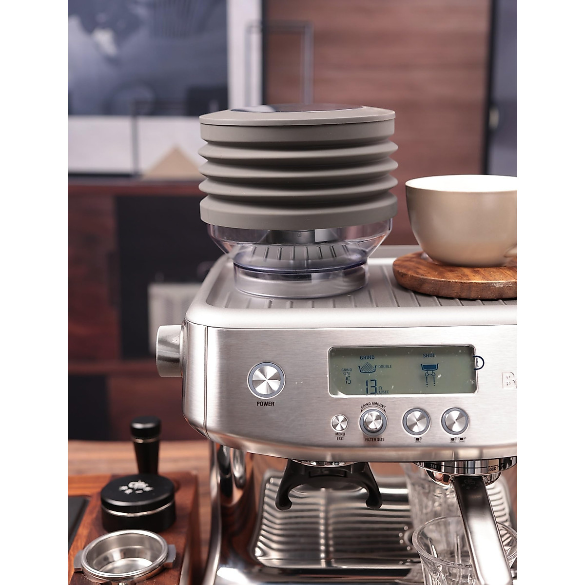 Silicone Bellow Compatible for Breville Barista Express, Single Dose Hopper for Breville Espresso Machine With Grinder - Extended Version