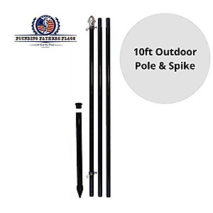 Founding Fathers Flags - 10ft Black Flag Pole & Spike - Perfect for Any Outdoor Use!