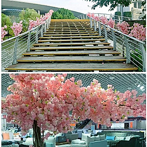 Rozwkeo 4pcs Artificial Cherry Blossom Branches Flowers Stems Silk Fake Pink Peach Flower Vase Arrangements Tall Faux Cherry Blossom Tree Artificial Plant for Home Garden Wedding Floral Decoration