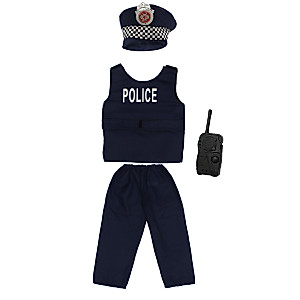 Toiijoy Boys Dress up Trunk 15Pcs Role Play Costume Set-Pirate,Policeman,Soldier,Firefighter Costume for Kids Age 3-6yrs