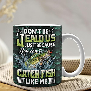 White Ceramic Coffee Mug Photo Mugs Personalized Picture Custom Name Fisherman Retirement Gifts For Men Fathers Day Dad Fishing Novelty Tea Cup Table Desk Accessories 11 And 15 Oz