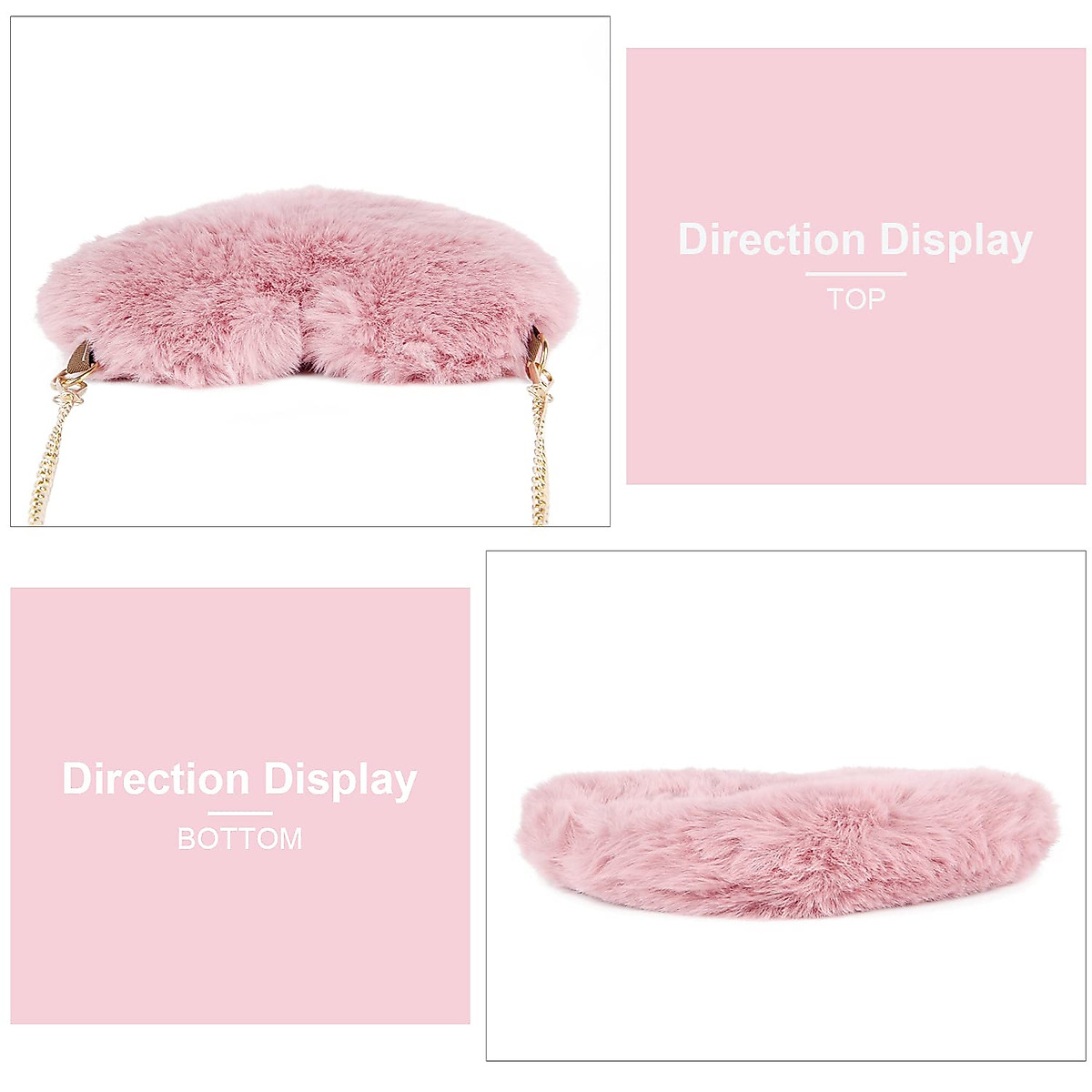 SUKUTU Faux Fur Purse Women's Heart Shaped Evening Handbags Small Cute Phone Crossbody Bag Clutches for Girls