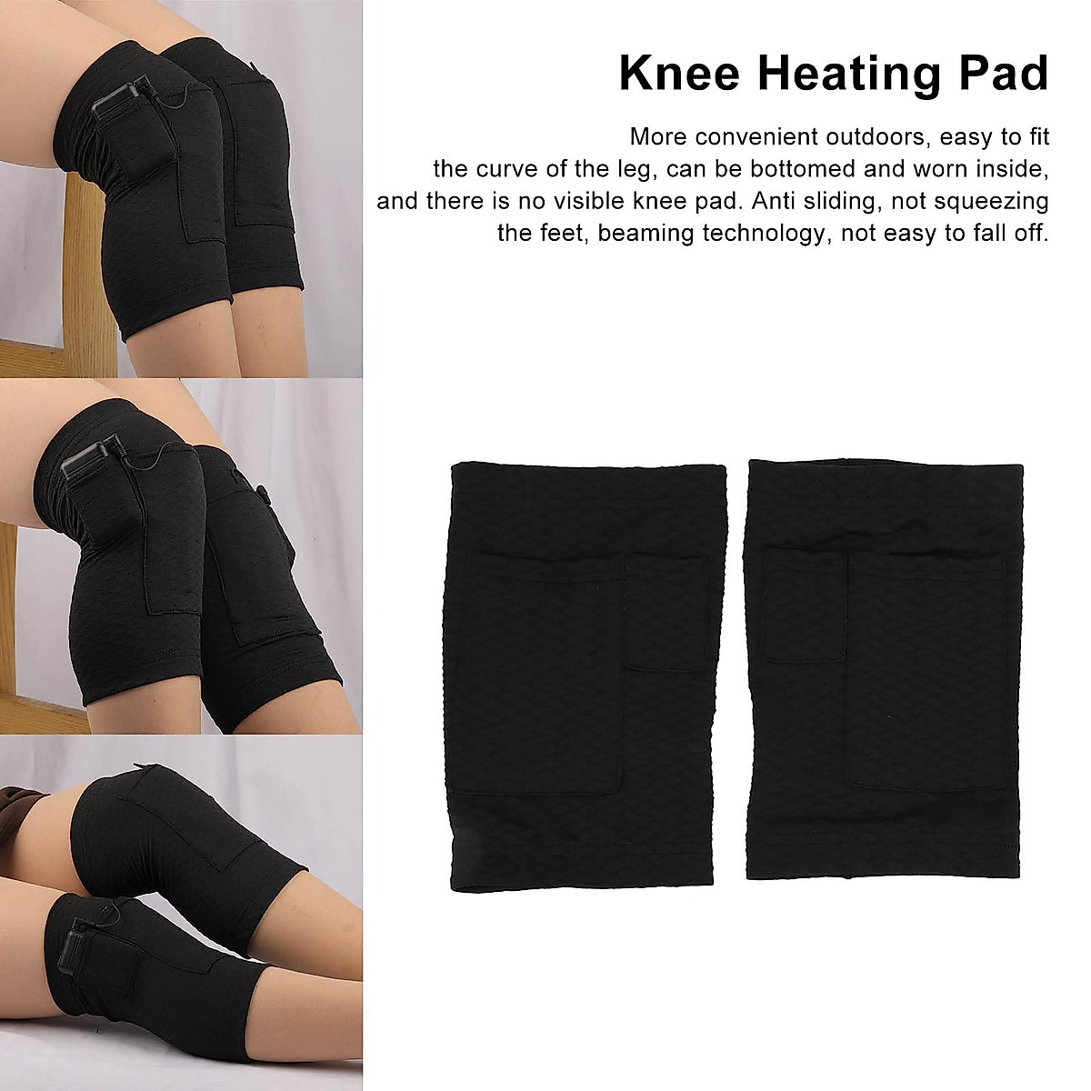 Yuecoom Heated Knee Pads, 1 Pair Electric Brace Wrap USB Rechargeable Warmer Joint Injury Pain Relief for Elderly Adults New Year (S)