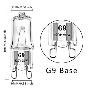 G9 Halogen Bulb 120V 25W T4 Type 2 Pin Base Light Bulb Replacement Dimmable Warm White (6 Pack)