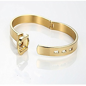 High Polished Stainless Steel Adjustable Belt Buckle Love Bracelets Bangle For Men/Women White Silver Perimeter 7.5inch