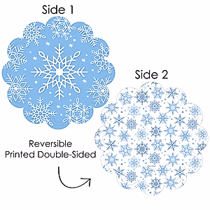 Big Dot of Happiness Blue Snowflakes - Winter Holiday Party Round Table Decorations - Paper Chargers - Place Setting For 12