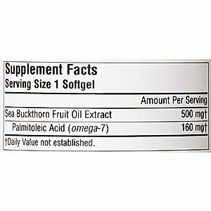 Source Naturals Omega-7 Sea Buckthorn Fruit Oil, Non-GMO, Vegan-Sourced for Health and Vitality* - 120 Vegan Softgels