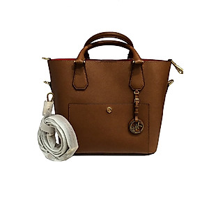 Michael Kors Greenwich Large Saffiano Leather Grab Bag Navy (Brown)