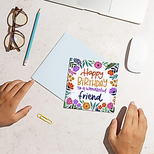 Huxters Birthday Card – Best Friend Birthday Cards with Floral Print –Birthday Cards for Her – Gifts for Women – Luxurious Print with Vivid Colours – Recyclable Envelope – 148 x 148mm (Friend)