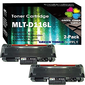 (2 Black Toner Cartridge) Compatible MLT-D116L 116L Toner Cartridge D116L Used for Samsung Xpress SL-M2625D M2675F M2825DW M2835DW M2875FD M2875FW M2885FW M2875DW Printer, by GTS