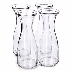 16.9 oz. (500 ml) Glass Carafe Beverage Bottles, 4-pack - Water Pitchers, Wine Decanters, Mixed Drinks, Mimosas, Centerpieces, Arts & Crafts - Restaurant, Catering, Party, & Home Kitchen Supplies