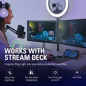 Elgato Ring Light - Premium 2500 lumens Light with desk clamp and ball mount for Streaming, TikTok, Instagram, Home Office, Temperature and Brightness app-adjustable on Mac, PC, iOS, Android