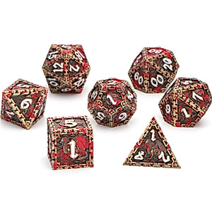 Metal DND Dice Set, RUNFNG D&D Dice Set with Box, Metal Polyhedral Dice Set for Dungeons and Dragons RPG Role Playing Games - D20 D12 D10 D8 D6 D4 D&D Dice Set