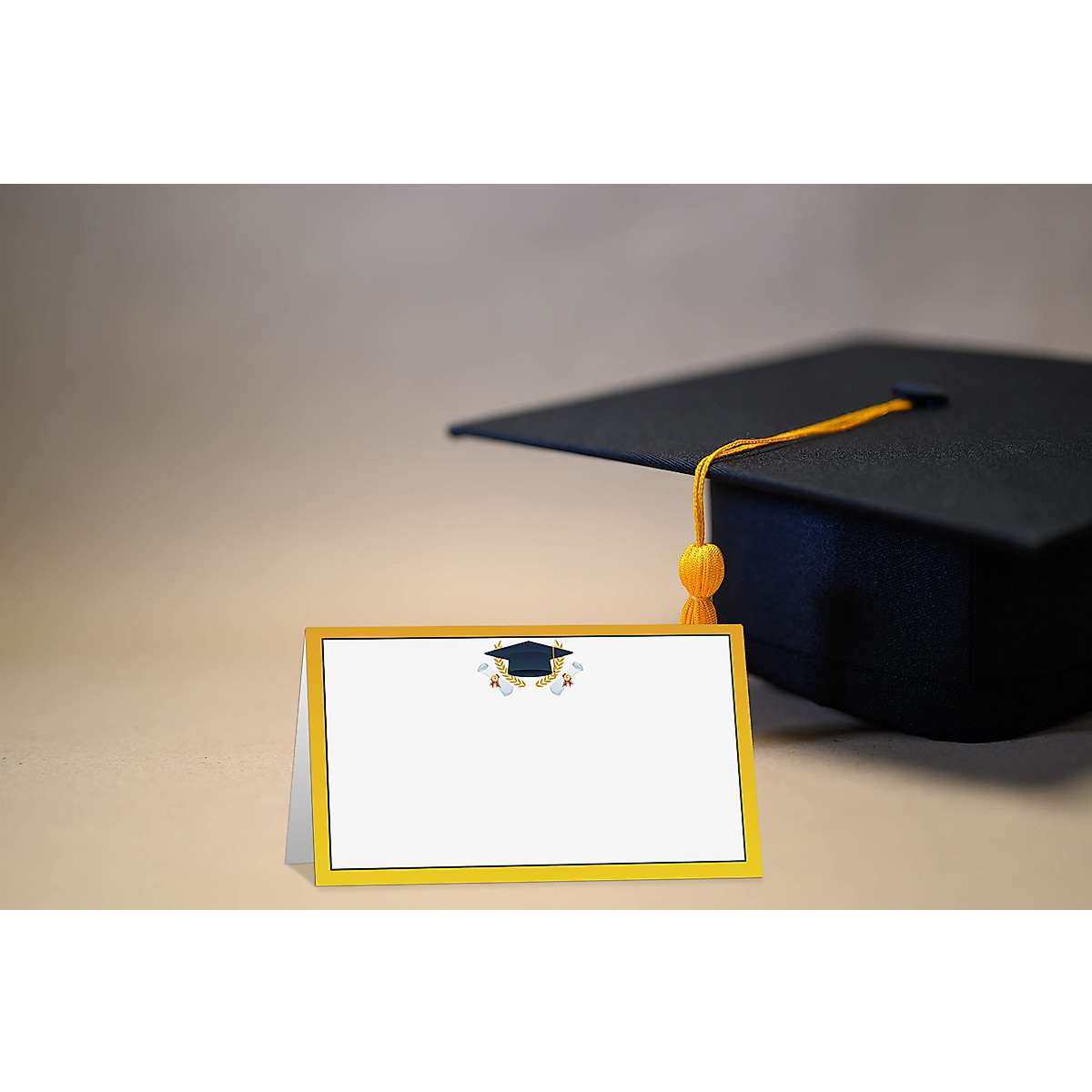 Table Place Card for Graduation Party, 25 Pcs Small Tent Cards Set with Gold Balloons and Graduation Cap Design, Elegant Name Cards Food Lables, Graduation Party Decorations 2022 Supplies(10)