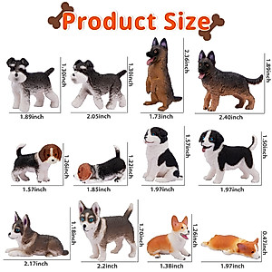 EYSCOTA 12PCS Dog Figurines Playset, Realistic Detailed Plastic Puppy Figures, Hand Painted Mini Dog Figures Toy Set Cake Toppers Birthday Easter Eggs Gift for Kids Toddlers