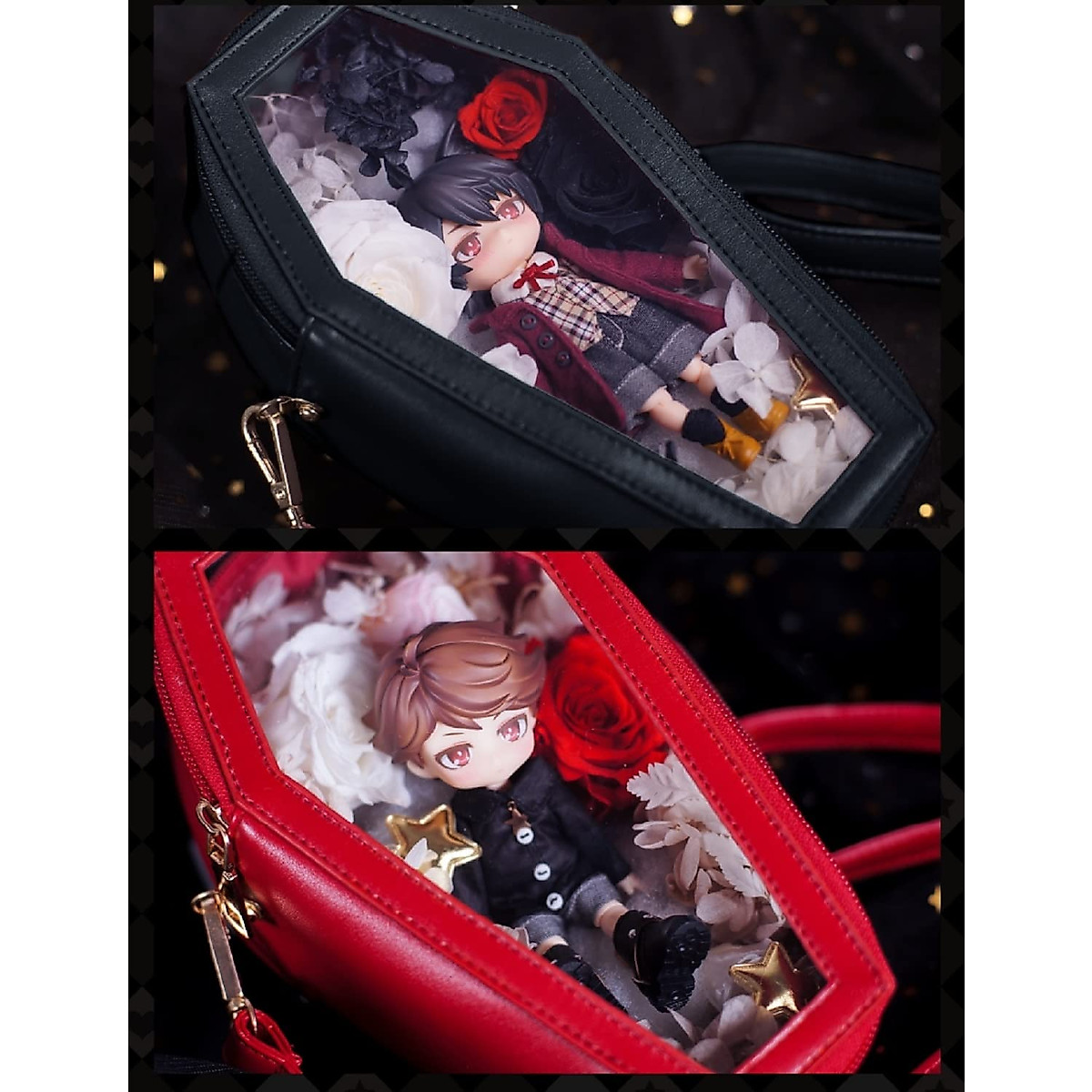 GK-O Banpaia Vampire Coffin Ita Bag Carriers For GSC OB11 Molly Bjd Doll Bed Lolita Fashion (Black)