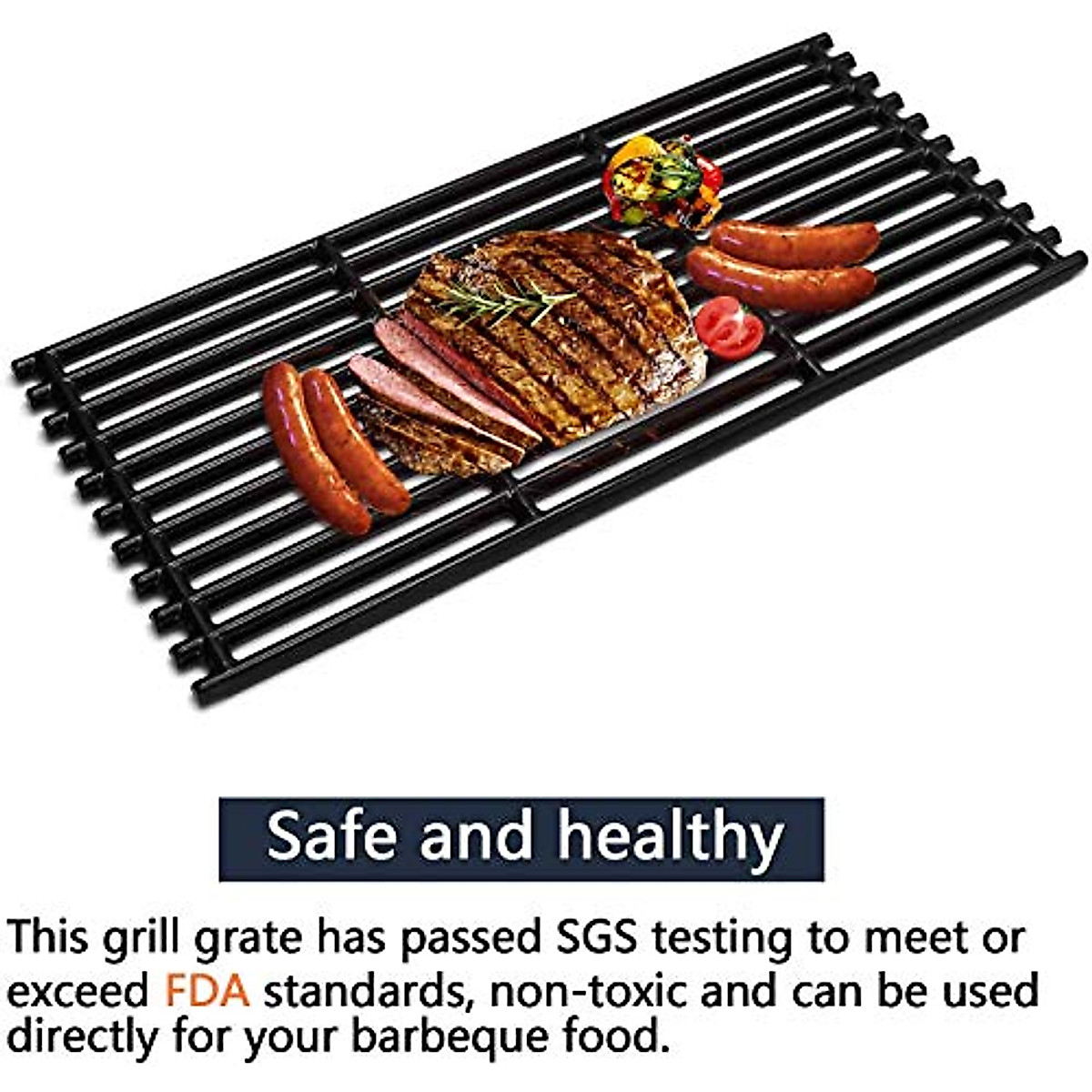 Hongso 18 1/4 inch Coated Cast Iron Grill Grates for Charbroil 463241013, 463241014, 466241013, 463243812, 466241014, 463270612, G526-0007-W1, Tru-Infrared 2 Burner Grills, PCB007