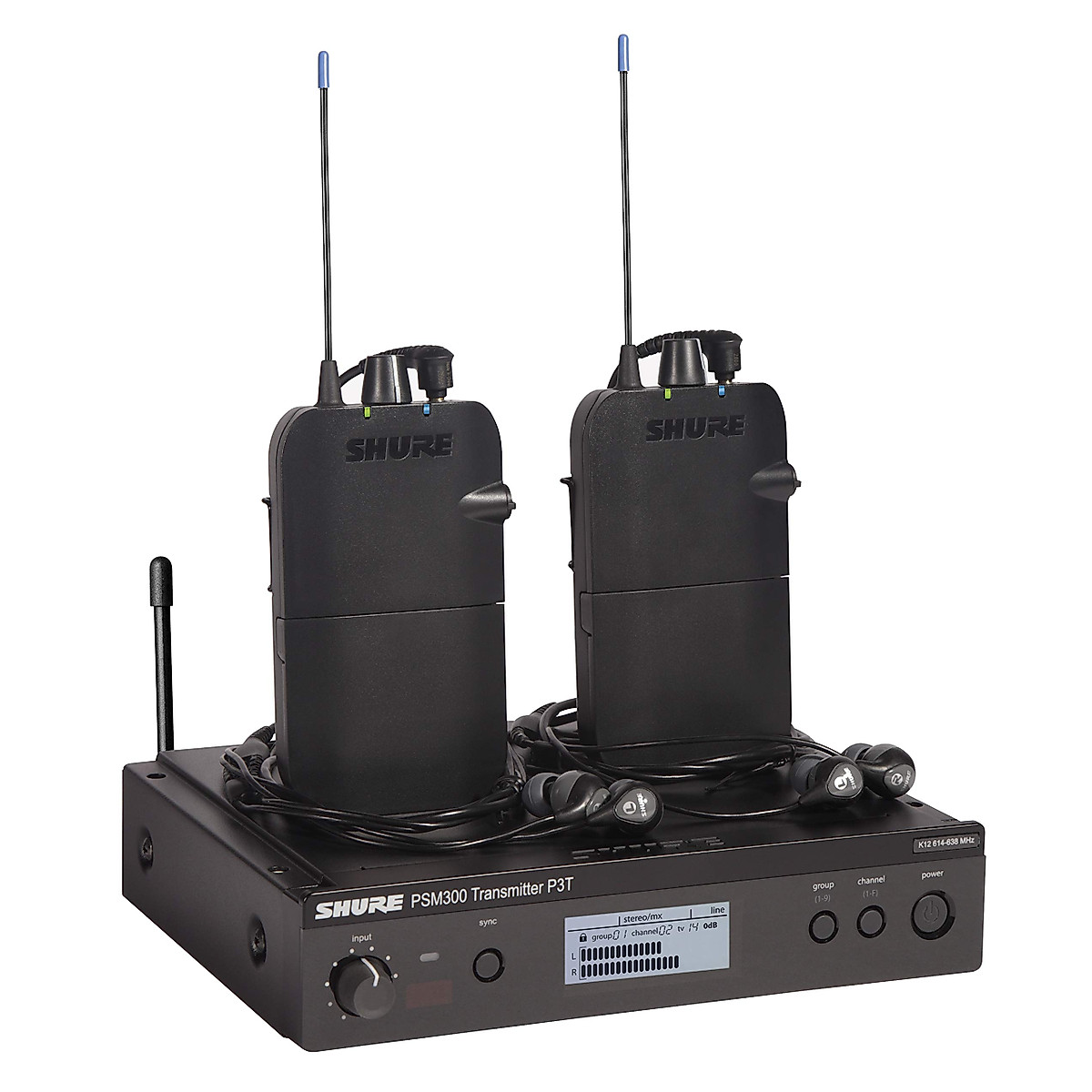 Shure PSM300 P3TR112TW Wireless in-Ear Personal Monitoring System with SE112 Earphones, Twinpack - H20 Band