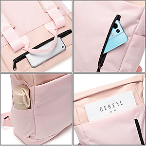 NOL Natural Organic Lifestyle Casual Daypacks for Women Lightweight Nylon Backpack Roomy Medium Size Backpacks (P pink)