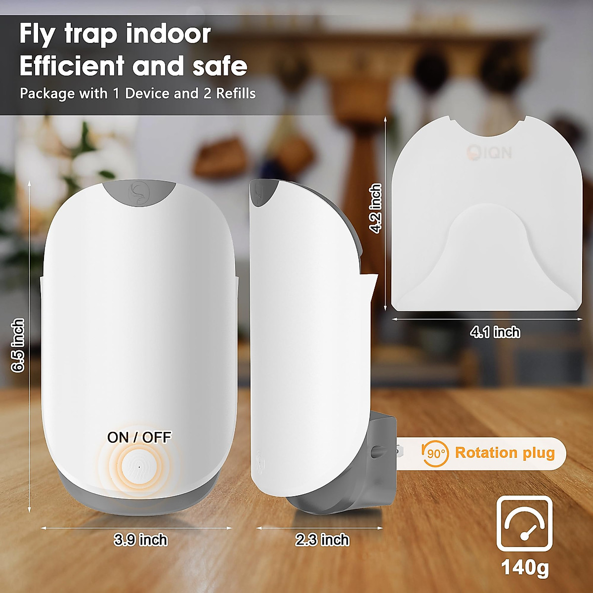 Flying Insect Trap - Indoor Fly Trap, Fruit Fly Traps for Gnats, Moths Bug Light Trap Indoor for Flies, Bug Light Plug in Insect Killer - for Home & Office (1 Grey Device + 2 Glue Cards)