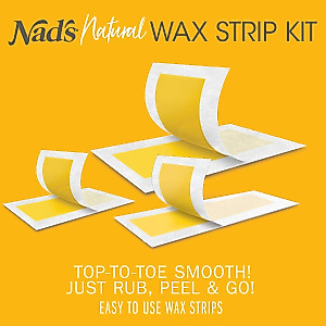 Nad's Wax Strips Kit Natural All Skin Types Wax Hair Removal For Women, 6 Face Wax Strips + 20 Body Wax Strips + 6 Bikini Wax Strips + Post Wax Oil