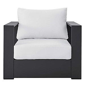 Modway Tahoe Aluminum Outdoor Patio Armchair in Gray White