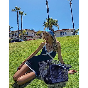 KALIDI Mesh Beach Tote Bag Women Shoulder Hobo Handbag 23L Large Grocery Tote Bag Casual Shopping Bag Vacation Travel Pool