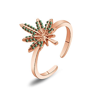 TGBJE Cannabis Leaf Ring Cannabis Gift Cannabis Weed Gift Cannabis Lover Gift Marijuana Gift (RG G-weed)
