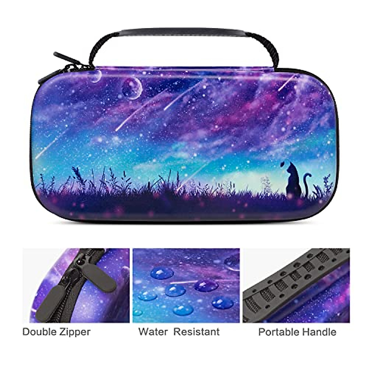 Nintendo Switch Case, Nintendo Switch OLED Case, Nintendo Switch Carrying Case for Girls Boys with 16 Game Card Slots, Lokigo Carrying case for Nintendo Switch Console Joy-Con & Accessories, Meteor