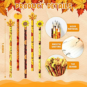 Crafterlife 50 Set Fall Pencils with Eraser Toppers, Thanksgiving Bulk Pencil with Fall Themed Top Erasers Autumn Pumpkin Maple Leaf Decoration for Kids Students School Stationery