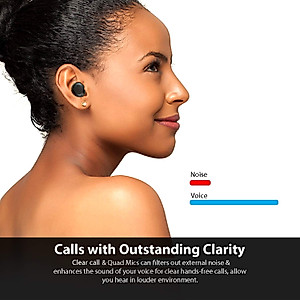 Geekee True Wireless Earbuds Bluetooth 5.0 Headphones, Clear Voice Call in-Ear Headset IPX7 Waterproof 40H Wireless Charging Case Sports Earphones (Black)