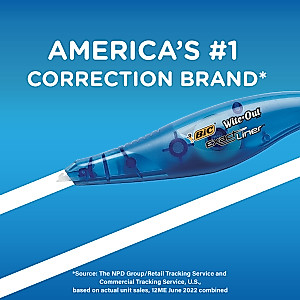 BIC Wite-Out Brand Exact Liner Correction Tape, 19.8 Feet, 4-Count Pack of white Correction Tape, Fast, Clean and Easy to Use Tear-Resistant Tape Office or School Supplies