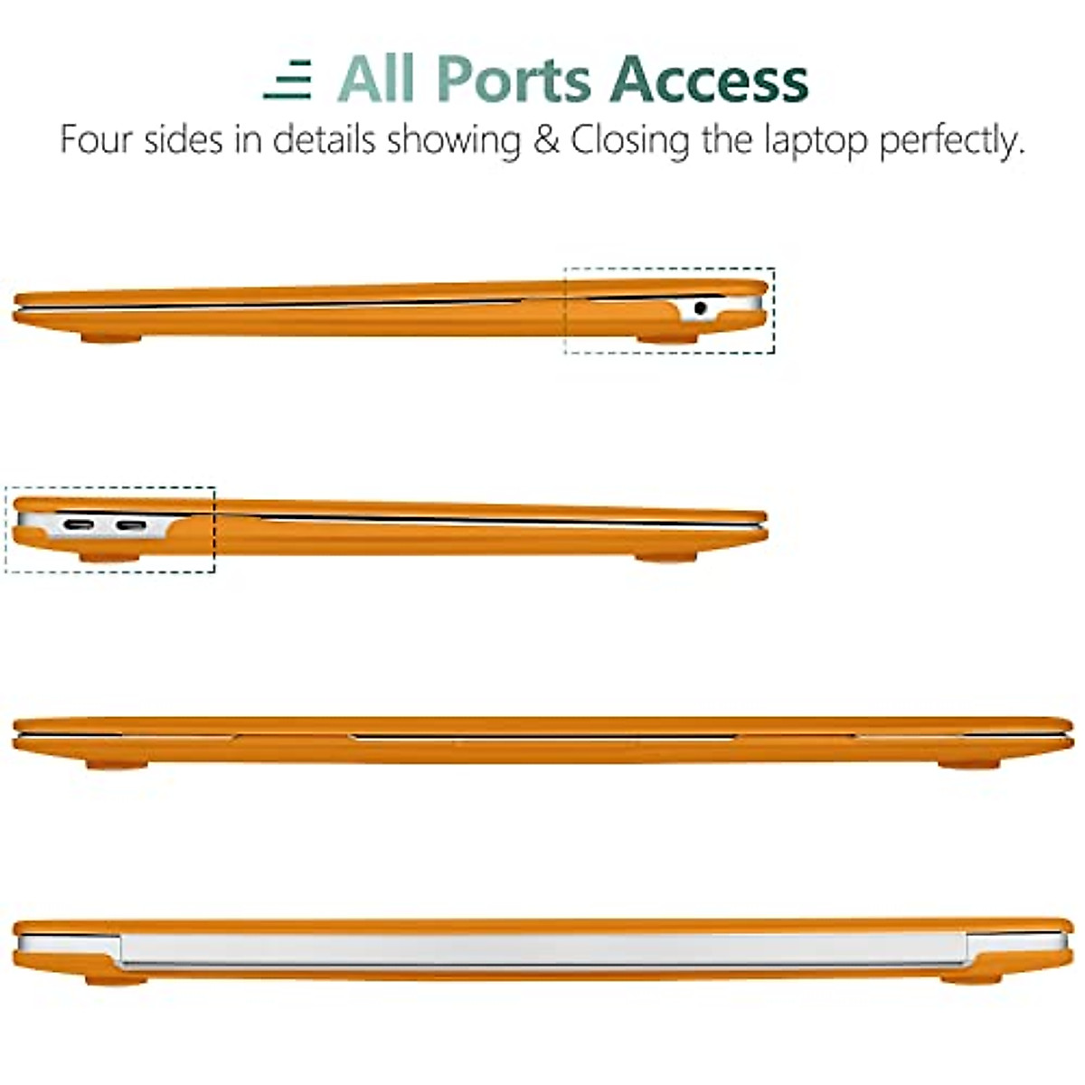 DONGKE Compatible with MacBook Air 13 inch Case 2021 2020 2019 2018 Release Model: M1 A2337 A2179 A1932, Matte Hard Case Cover for MacBook Air 13 inch with Retina Display Touch ID - Orange