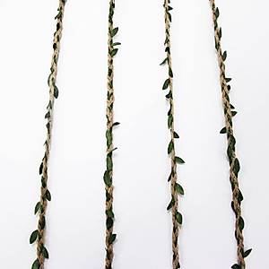 Mawinlak 66Ft Leaf Jute Twine 5mm Burlap Ribbon Artificial Vines with Burlap String Jungle Leaf Decorative Greenery for Gift Wrapping DIY Crafts Wedding Home Garden Party(Green & Yellow, 66)