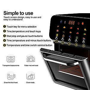 Air Fryer TXQULA Air Fryer Toaster Oven 10-Quart 7-in-1 Air Fryer Convection Oven,Rotisserie,Roast,Bake,Dehydrate,12 Cooking Presets, Large Easy-View Window,with Accessories&Recipes,Black