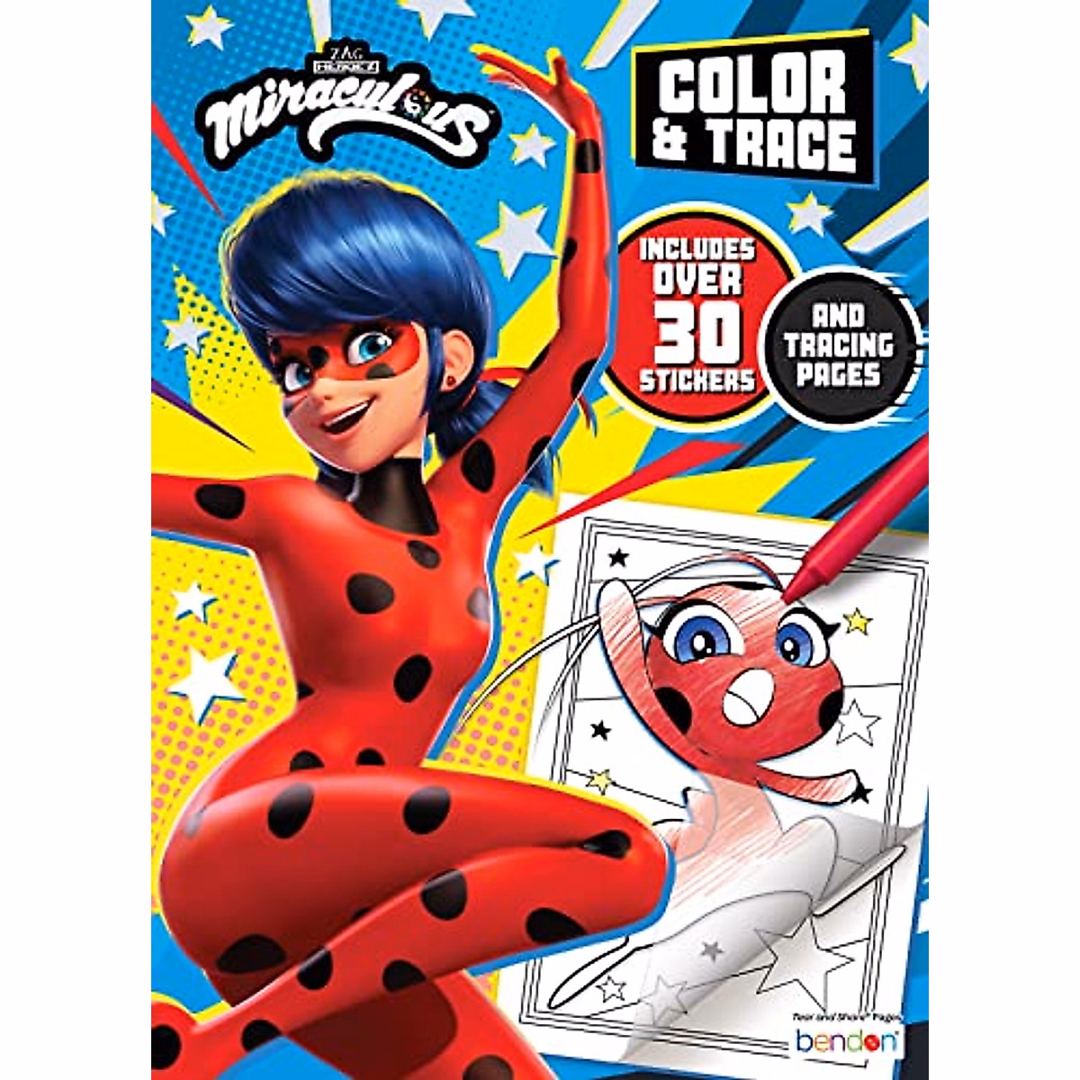Bendon Miraculous: Tales of Ladybug and Cat Noir 48 Page Color & Trace Coloring Book 52562