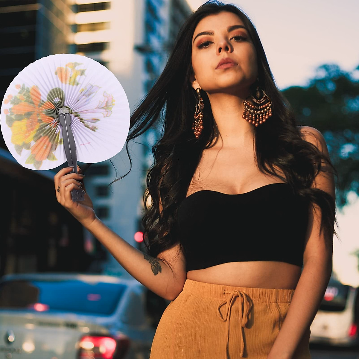 jojofuny 6 Pcs Folding Small Fan Foldable Miss Paper White Fan