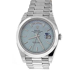 Rolex Daydate 40MM Platinum President 228206 Ice Blue Motif Dial & Smooth Bezel (Certified Pre-Owned)